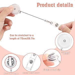 30 Pieces Badge Reels Retractable with Swivel Alligator Clip, Badge Holder Badge Reel Clips(Translucent Clear)