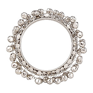 Efulgenz Indian Oxidized Bangles Indian Navratri Jewelry Boho Vintage Antique Indian Oxidized Bell Charm Bracelet Bangle Set Jewelry for Women