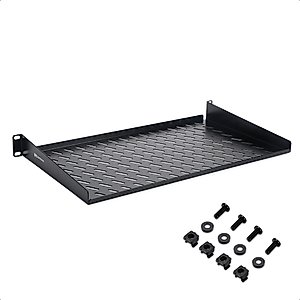 Cable Matters 1U Server Rack Shelf for 19" Rack & Cabinet, 10" Depth with 55lbs Weight Capacity (Rack Mount Shelf) in Black