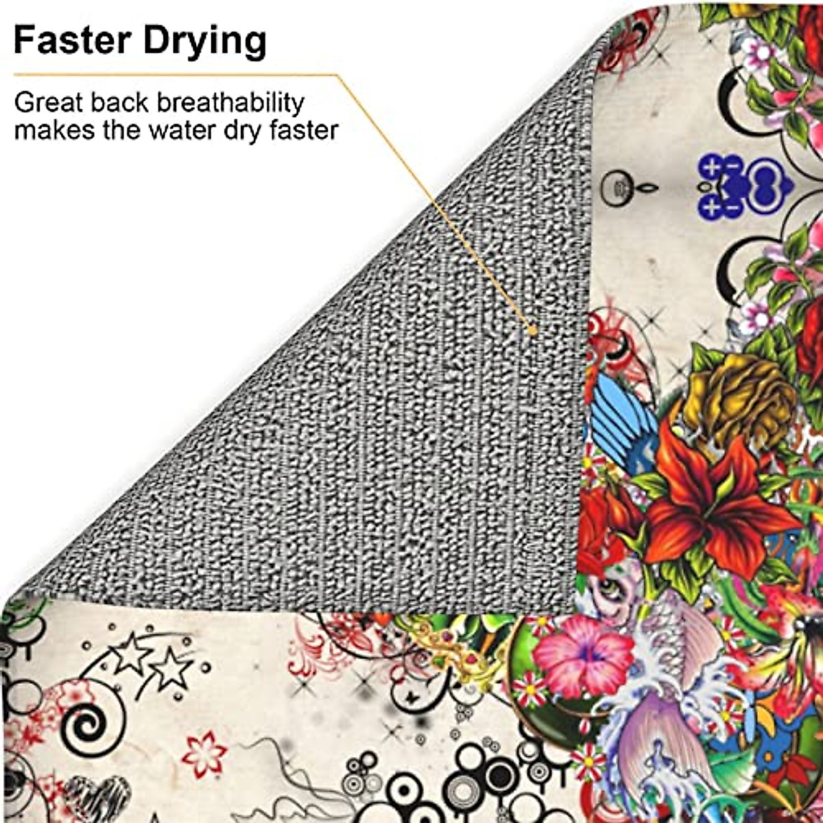 Love Heart Painting Printed Drying Mat For Kitchen Ultra Absorbent Microfiber Dishes Drainer Mats Non-Slip Silicone Quick Dry Pad - 18 X 16inch