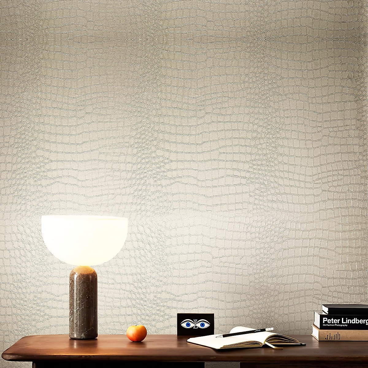 Zeeko Gold Textured Wallpaper Champagne Glod Wallpaper 17.7'' x 236'' Neutral Wallpaper Waterproof Modern Wallpaper Luxury Art Deco Mural Non-Adhesive Wallpaper