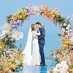 Fomcet 8FT Gold Round Backdrop Stand Circle Balloon Arch Frame Large Metal Wedding Arch for Anniversary Birthday Party Valentine Ceremony Wedding Decorations Thickened Square Tubes