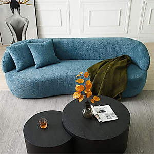 KEVINSPACE 86.61" Curved Sofa, 3-Seat Modern Upholstered Sofa Couch Living Room with 2 Pillows, Luxury Curved Back Sofa Loveseat Sofa for Bedroom, Office, Apartment, Blue