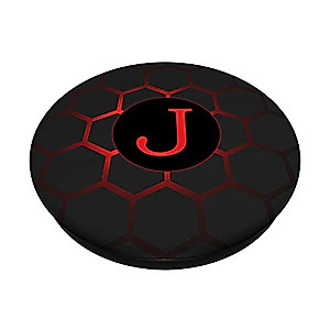 Phone Pop Up Holder,Monogram Initial Cool Red Black Letter J PopSockets PopGrip: Swappable Grip for Phones & Tablets