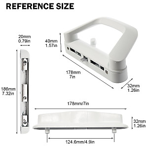 Sliding Patio Door Handle Set with Key and Mortise Lock ,(White ) Replacement Glass Sliding Door Lock Thickness from 0.75in to 1.4in, 4-15/16" Screw Hole Spacing，Reversible Design，Keyed，Lock Outside