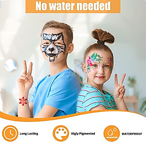 Jim&Gloria Water Resistant Face Paint Temporary Tattoo Markers for Skin Smudge Proof Body Marker Waterproof Kids Face Painting Kit - Trendy Stocking Stuffers Christmas Gifts for Teen Girls Boys Adult