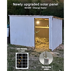 Flyhoom Portable Solar Light Bulbs with Remote, 4 Light Modes + Timer, 180LM Solar LED Light Bulbs for Indoor, Home, Chicken Coop, Camping, Hiking, Emergency (Pack of 2)