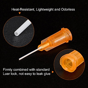 uxcell 50 Pcs 23G Plastic Dispensing Needles, 1/2" PP Glue Needle Tube Blunt Luer Lock Tips with PP Flexible Needle for Liquid Glue Gun, Orange