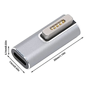 Watris Veiyi USB C to Magnetic T-Tip Adapter, Female Type-C to Magnetic 2 Converter, 5A Type-C PD Power Fast Charging Adapter for OS X Laptop(Silver)