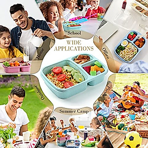 20 Pieces Bento Lunch Box for Kids, 3 Compartment Lunch Box Containers, Kids Meal Prep Containers Reusable Wheat Straw Lunch Containers Food Storage Bento Box for Schools and Travel (Multicolored)