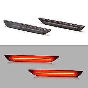 LDETXY LED Rear Side Marker Lights for Ford Mustang 2015-up, LED Smoked Back Side Marker Lights Rear Bumper Lights Reflectors Assembly for 2015+ Ford Mustang Accessories - Rear 2PCS