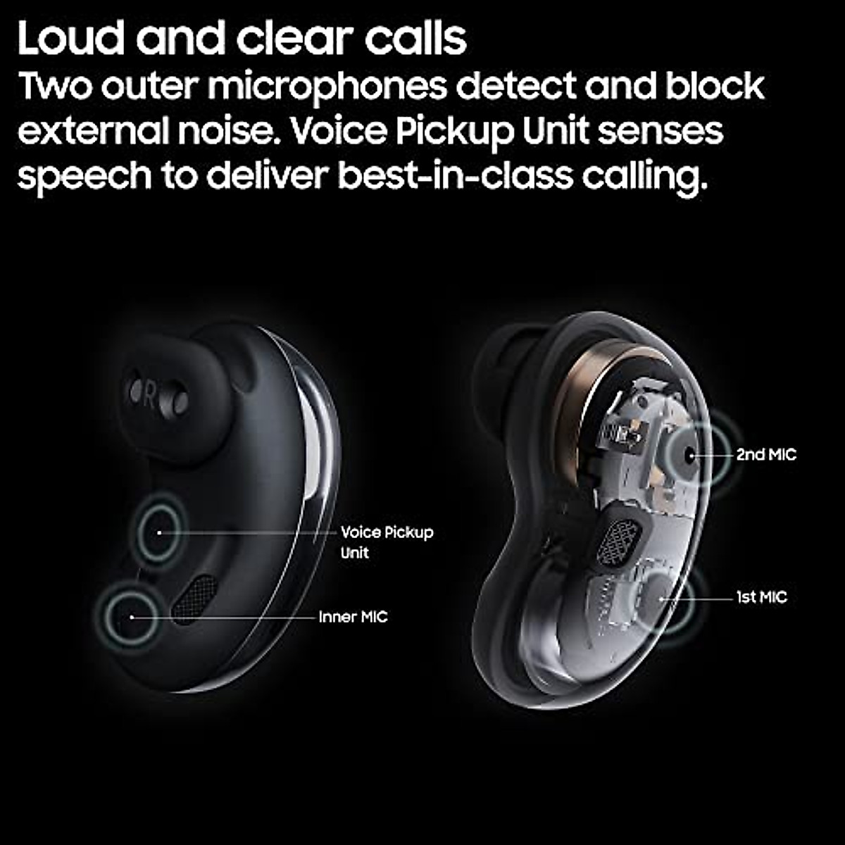 Samsung Galaxy Buds Live (ANC) Active Noise Cancelling TWS Open Type Wireless Bluetooth 5.0 Earbuds for iOS & Android, 12mm Drivers, International Model - SM-R180 (Mystic Black)