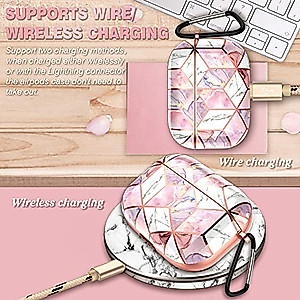 Hasaky Case for AirPods Pro Case Cover, Girls/Woman/Men/Boys Portable (with Keychain) Cute Rose Gold Marble Series Hard Shockproof Anti-Scratch Protective Case for Apple AirPods Pro -Pink Marble.
