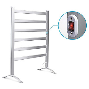2-in-1 Towel Warmer and Drying Rack, Heated Towel Rack, Free Standing & Wall Mount with 6 Bars & Aluminum Frame for Bathroom (UL Certified)