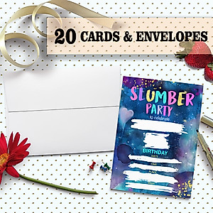 Slumber Party Invitation Cards, Pajamas Birthday Party Invitation, Kids Party Celebration, 20 Cards With 20 Envelopes – (shuiyi01)