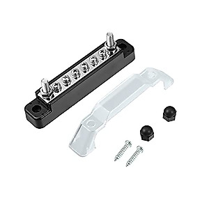 X AUTOHAUX 6 Terminal Bus Bar Power Distribution Block with 2 Screws for Car Boat Marine Caravan RV Black
