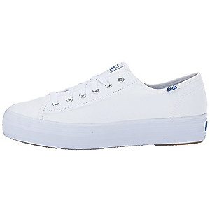 Keds Women's Triple Kick Canvas Fashion Sneaker, White, 9 M US