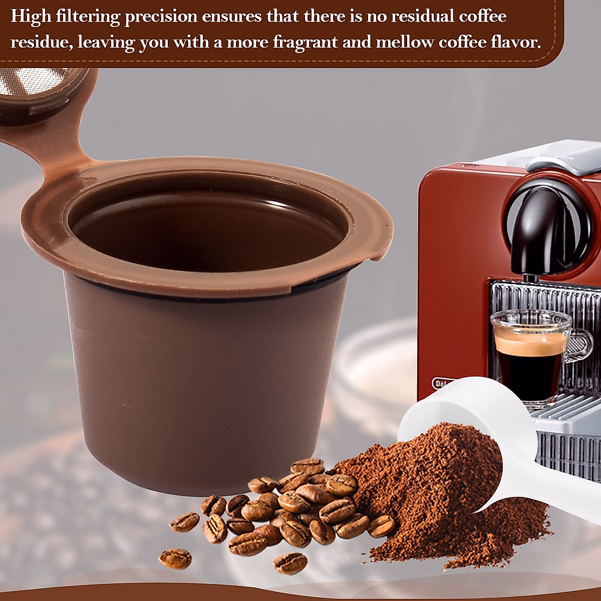 Reusable espresso Capsules Refillable Coffee Pods - Coffee Capsule Filter Compatible With Nespresso Coffee Machines - Replacement for Nespresso Food Grade Coffee Filter Capsule - 6 Pack