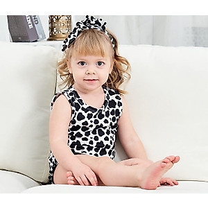 UNICOMIDEA Unisex Baby Girl Outfits Infant Boy's Rompers Toddler Cow Jumpsuits with 3D Soft Newborn Clothes White Headband