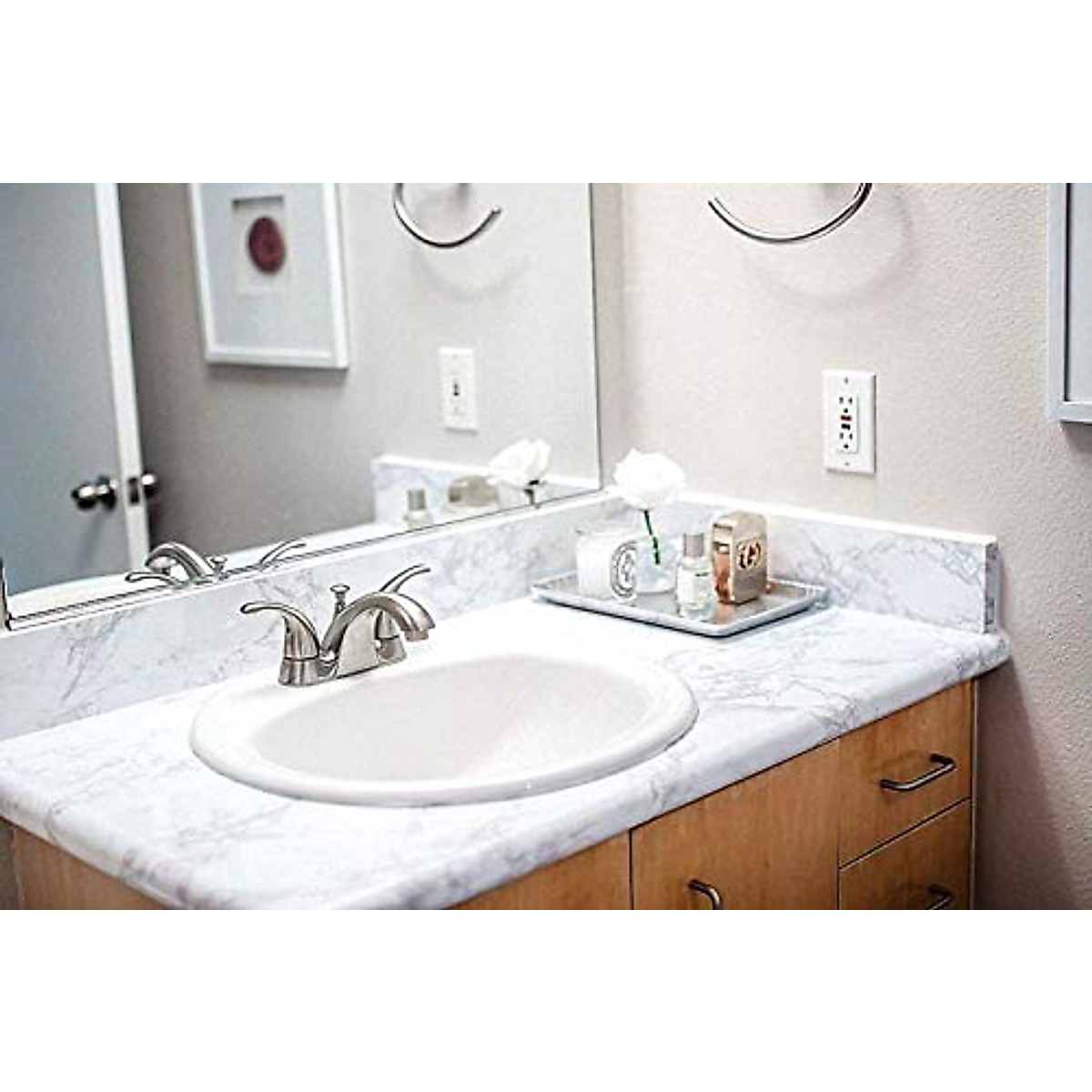 Marble Wallpaper Granite Paper for Old Furniture Self Adhesive and Removable Cover Surfaces 17.71 inch x 78inch Marble Paper Peel and Stick Easy to Apply