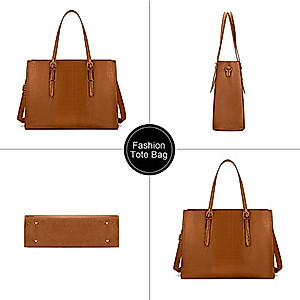 Laptop Bag for Women 15.6 inch Laptop Tote Bag Leather Classy Computer Briefcase for Work Waterproof Handbag Professional Shoulder Bag Women Business Office Bag Large Capacity(Brown)