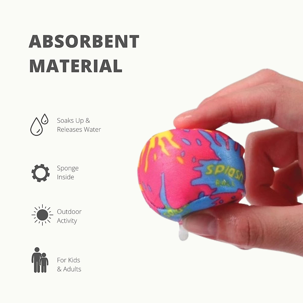 4E's Novelty 12 Pack - 2" Water Bomb Splash Balls - Mini Water Absorbent Ball - Kids Pool Toys, Outdoor Water Activities for Kids, Pool Beach Party Favors. Water Fight Games