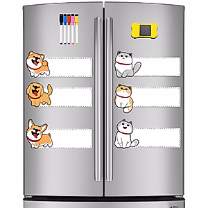 Magnetic Dry Erase Whiteboard for Fridge(Set of 6),Cats and Dogs Funny Magnetic,Small Magnet Fridge Message Boards for Kitchen Refrigerator Reminder Sticker, Planner, Grocery List