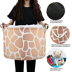 ALAZA Rose Gold Giraffe Print Animal Storage Basket Gift Baskets Large Collapsible Laundry Hamper with Handle, 20x20x14 in