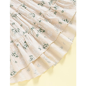 Hipea Toddler Girl Dress Ruffle Halter Floral Princess Dress Summer Beach Bohemian Casual Sundress Toddler Dress Apricot 5-6Years