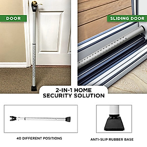 Guard Dog Security Door Jammer 2-in-1 Adjustable Door Knob Jammer & Sliding Patio Door Security Bar – 40 Different Adjustments (White, 1 Pack)