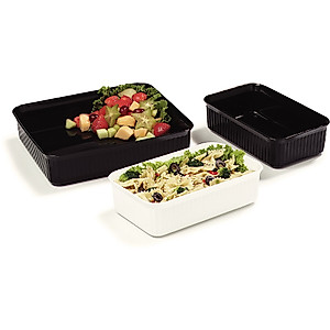 CFS Deliware Rectangular Deli Crock, Serving Food Pan for Restaurant, Polypropylene, 10 lb. Capacity, 10 lb., 3" H x 10.25" W x 12.43" L, Black (Pack of 6)