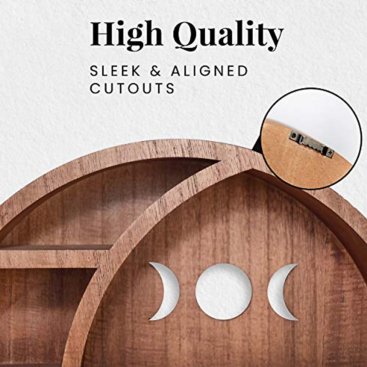 MAROQUE Crescent Moon Shelf for Crystals - Crystal Wall Decor, Crystal Shelf Display, Moon Shelves, Boho Shelves Essential Oil Shelf, Wooden Moon Shelf, Crystal Display Shelf, Moon Decor, Wiccan Decor