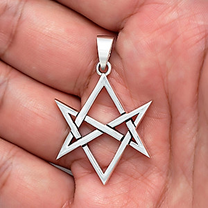 925 Sterling Silver Unicursal Hexagram Thelema Symbol Golden Dawn Magick Occult Pendant