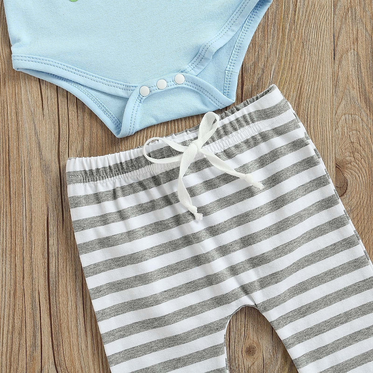 Newborn Baby Girls Boys Easter Outfits My 1st Easter Romper Bodysuit Stripe Bunny Pants Hat 3Pcs Clothes Set