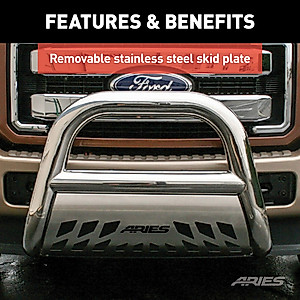 ARIES 45-2004 Big Horn 4-Inch Polished Stainless Steel Bull Bar, Select Toyota Sequoia, Tundra