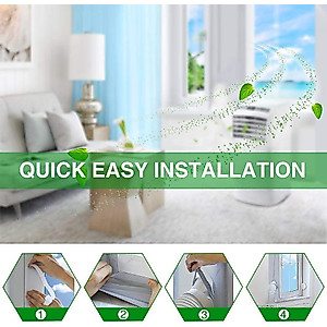 WASAIQI 400CM Universal Window Seal for Portable Air Conditioner and Tumble Dryer, Seal for AC Unit with Zip and Adhesive Fastener, Easy to Install, Works with Every Mobile Air-Conditioning