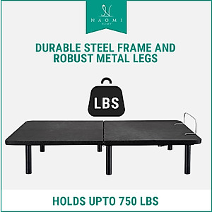 Naomi Home Full Adjustable Base 15" Full Adjustable Bed Frame with Remote Base de Cama Full Size Adjustable Bed Frame Black Full Size Bed with 7 Positions Foldable Electric Adjustable Beds