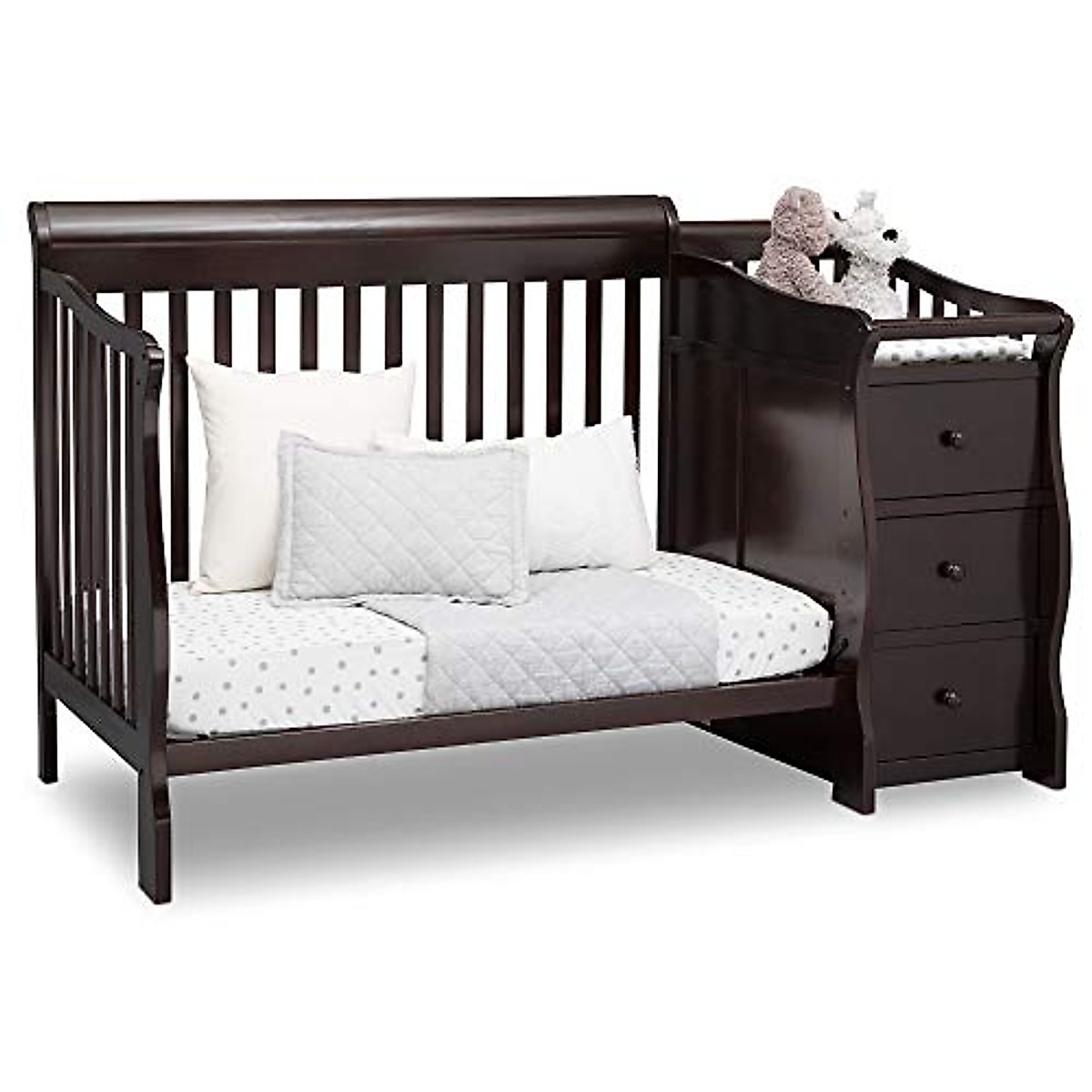 Delta Children Princeton Junction 4-in-1 Convertible Crib and Changer - Greenguard Gold Certified, Dark Chocolate