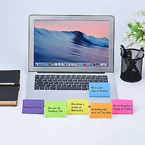 (12 Pack) Sticky Notes 3x3 Inches, ZCZN Neon Color Self-Stick Note Pads, Colorful Sticky Notes Bulk, Easy to Post for Home, Office, School - 60 Sheets/Pad