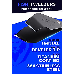 DALSTRONG Professional Fish Bone Tweezers - 6 inch - Premium 304 Stainless Steel - Black Titanium Coating - Ambidextrous Design - Angled, Beveled Tip for Precision Work - Fish Pliers Remover Tool