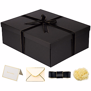 YINUOYOUJIA Large Gift Box 16.5x13x5.5 Inch,Black Boxes for Presents,Present Box,birthday box,Packaging box for Valentine's Day,Mother's Day,Christmas,Anniversarie.