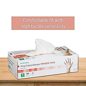 McKesson Vinyl Exam Gloves, Non-Sterile, Powder-Free, Medium, 100 Count, 1 Box