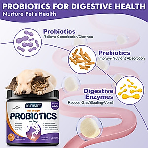 Probiotics for Dogs, Freeze-Dried Dog Probiotics and Digestive Enzymes, Plus Omega-3 for Itchy Skin, 3-in-1 Prebiotics for Digestive Health, Dog Vitamins and Supplements for Immune Health, 120 Bites