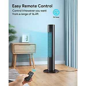 FULMINARE Tower Fan, 36”Oscillating Bladeless Fans with Remote, Quiet Cooling, 3 Modes, Multiple Speed Settings, 7H Timer, LED Display with Auto Off, Portable Floor Fan