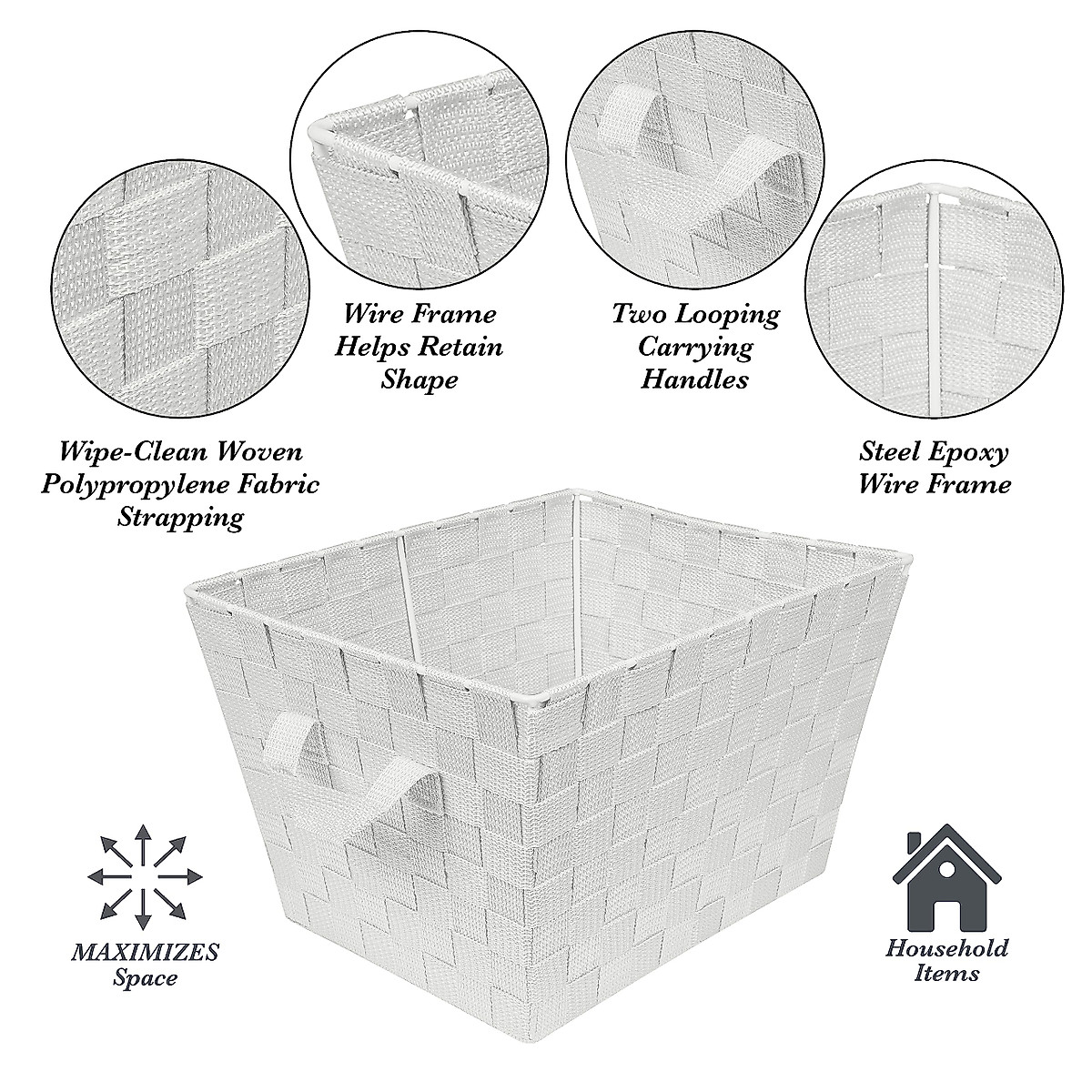 Simplify Medium Woven Strap Tote, HeatherGrey, Small Tote