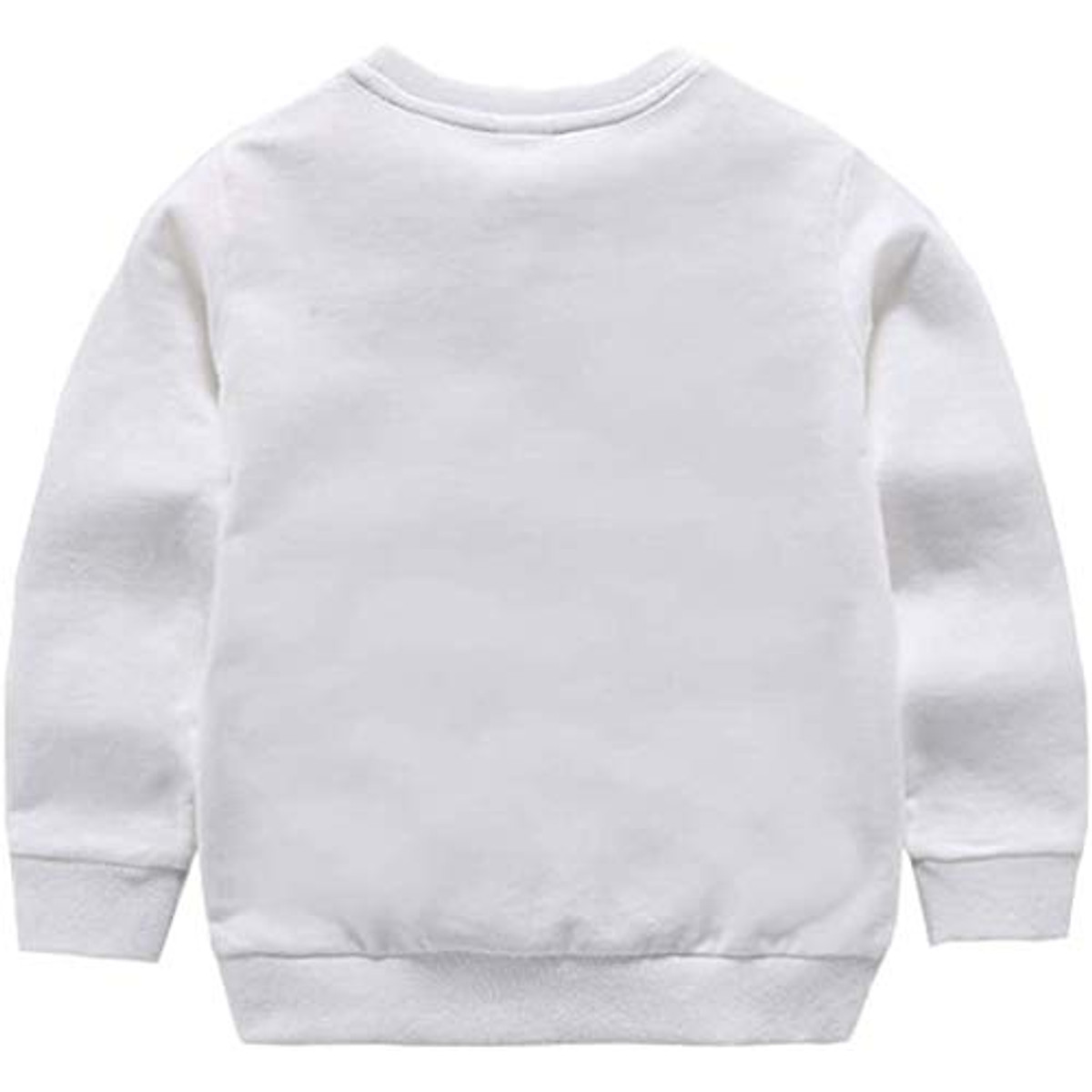 PTPUKE Unisex Kids Cotton Crewneck Long Sleeve Thin Sweatshirt 1-8Years T-Shirts White