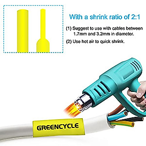 GREENCYCLE HSe-611 HS2-611 HS-611 Heat Shrink Tube Label Tape 5.8mm 0.23 Inch 1/4" Black on Yellow Compatible for Brother P-Touch PTD400 D450 D600 PT-E300 PT-E550W, PT-P700,PT-P710BT,PT-P750W, 1 Pack
