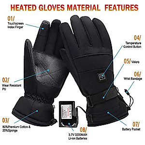 Spring Rechargeable Electric Heated Gloves,Touchscreen Waterproof Cold Weather Thermal Heated Gloves,Hand Warmer Gloves for Hunting Fishing Skiing Camping Cycling