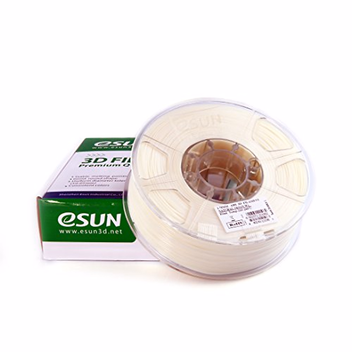 eSUN 1.75mm Natural ABS 3D Printer Filament 1kg Spool (2.2lbs), Natural