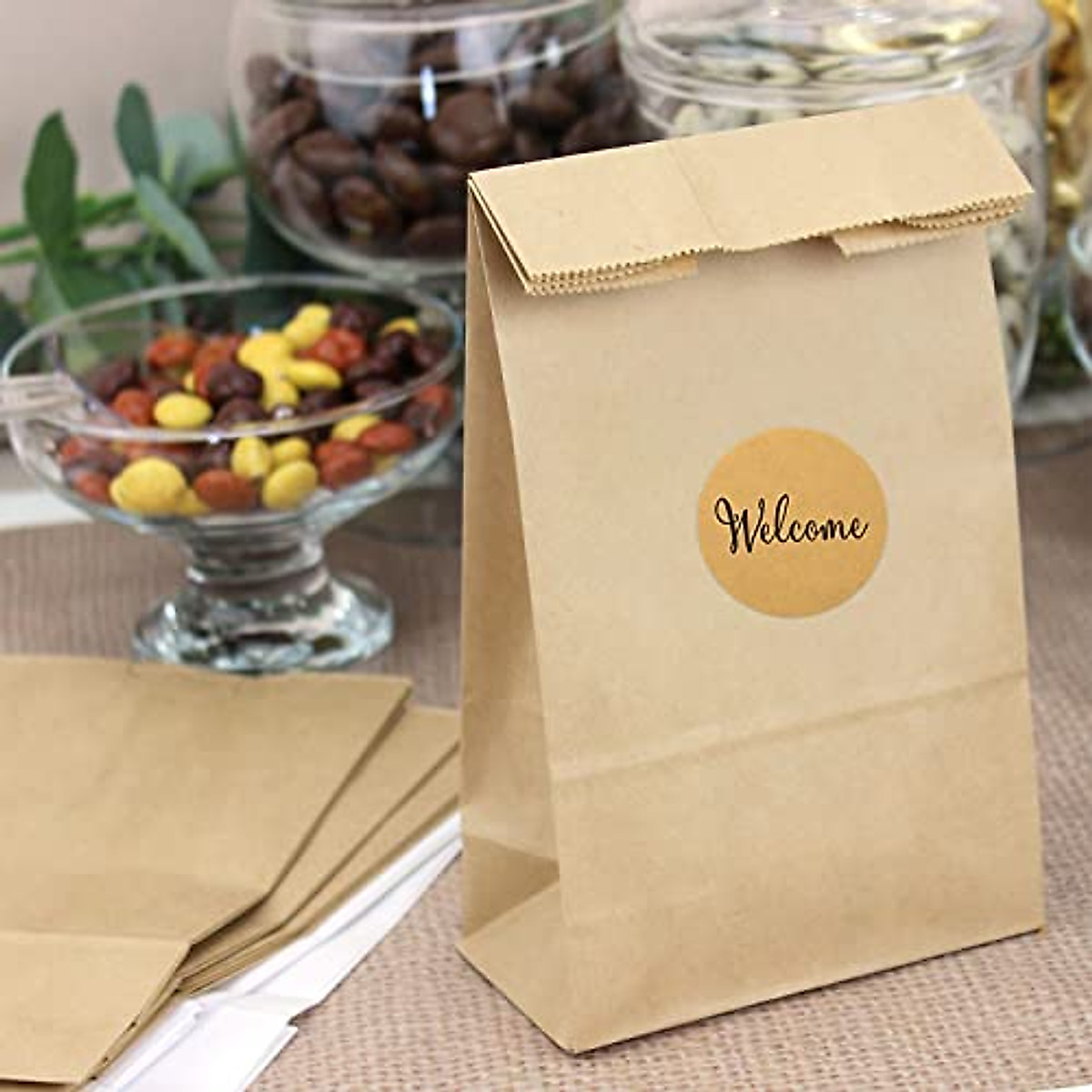 jijAcraft 96 Pcs - 2 inch Welcome Stickers, Kraft Stickers for Wedding Welcome, Round Paper Sticker for Wedding Party Favor Welcome Guests Labels